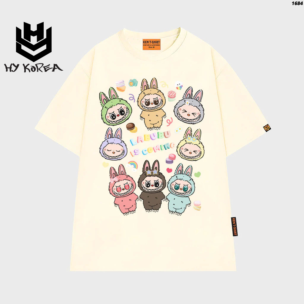 Labubu T-shirt HY KOREA Labubu Is Coming 1684 loose sleeve cotton 75 ...