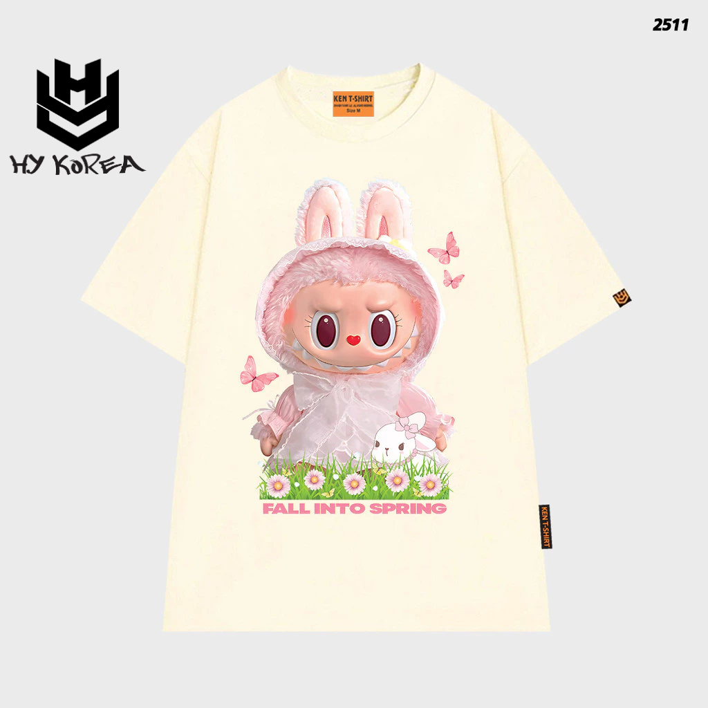Labu-hy KOREA Bear Labubu Spring 2511 cotton T-Shirt With 75 Wide form ...