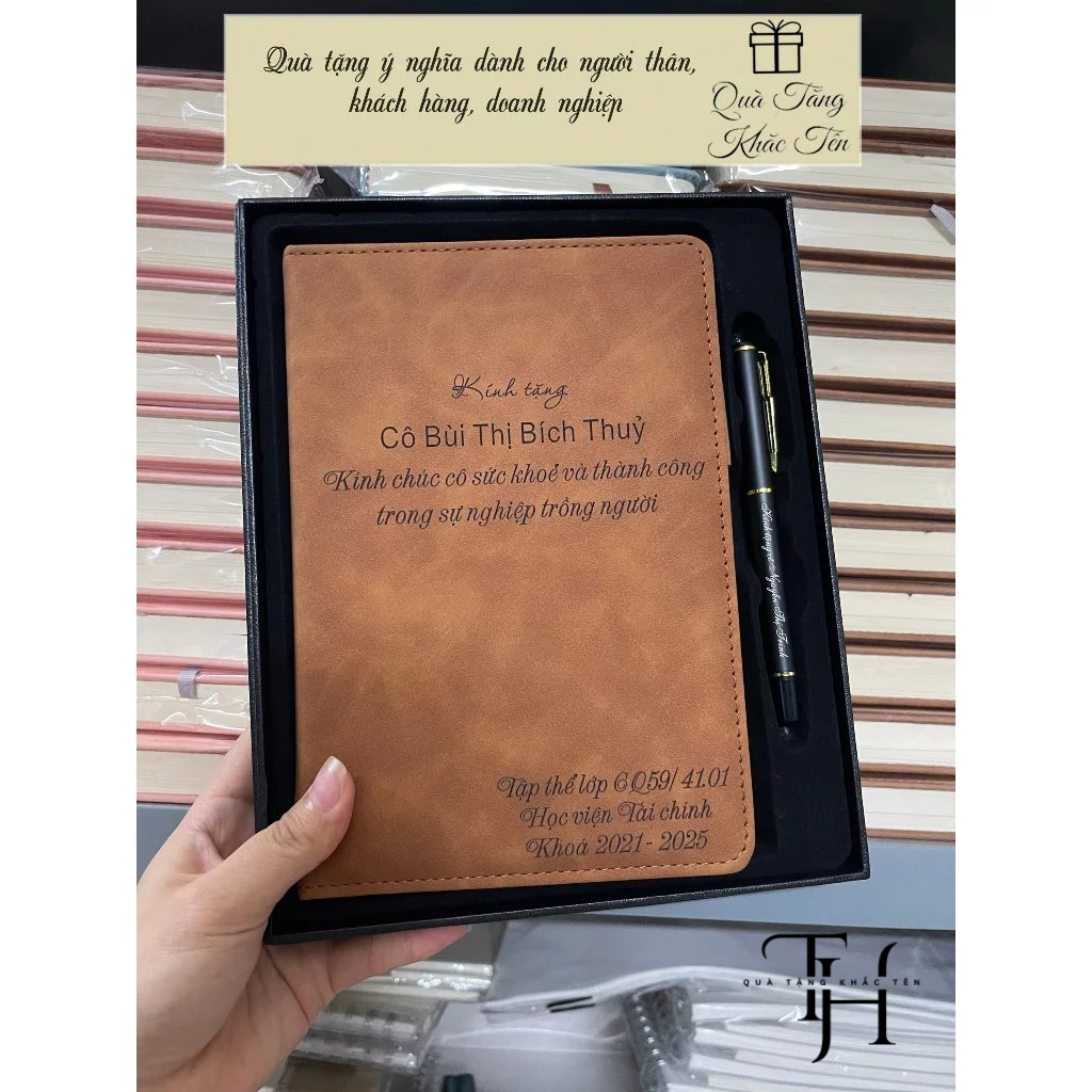 Combo Set of pens and leather notebooks with names engraved upon ...