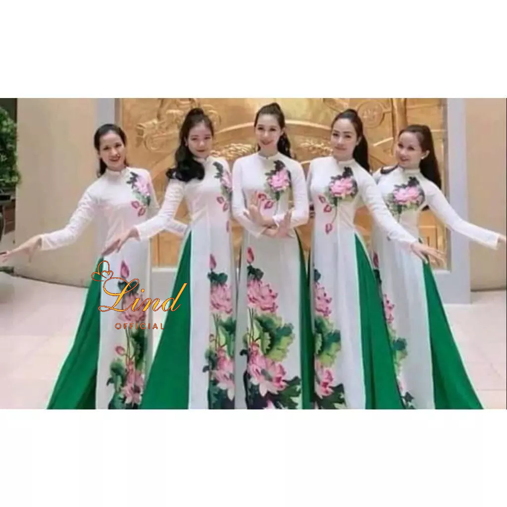 Lind's beautiful lotus ao dai uniform | Shopee Malaysia