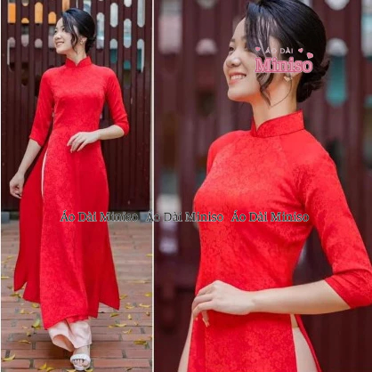 Miniso premium red willow brocade ao dai | Shopee Malaysia