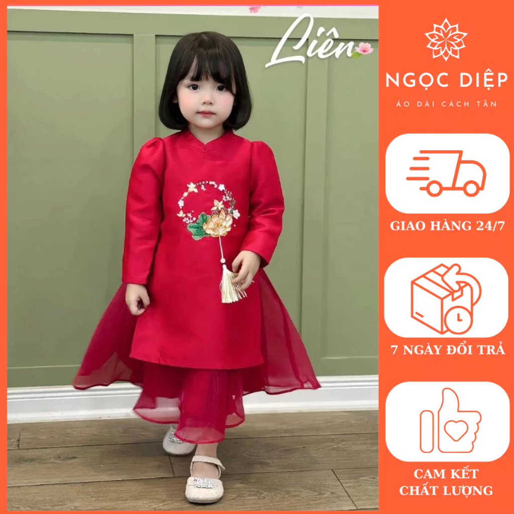 Mid-autumn Baby Girl Ao Dai Set, CNY 2024 - Tapta Fabric, Premium ...