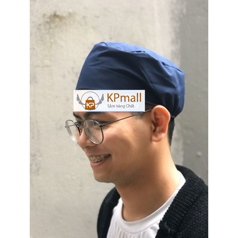 Dark blue Surgical blouse cap (Purple blue) - blue fabric hat for ...