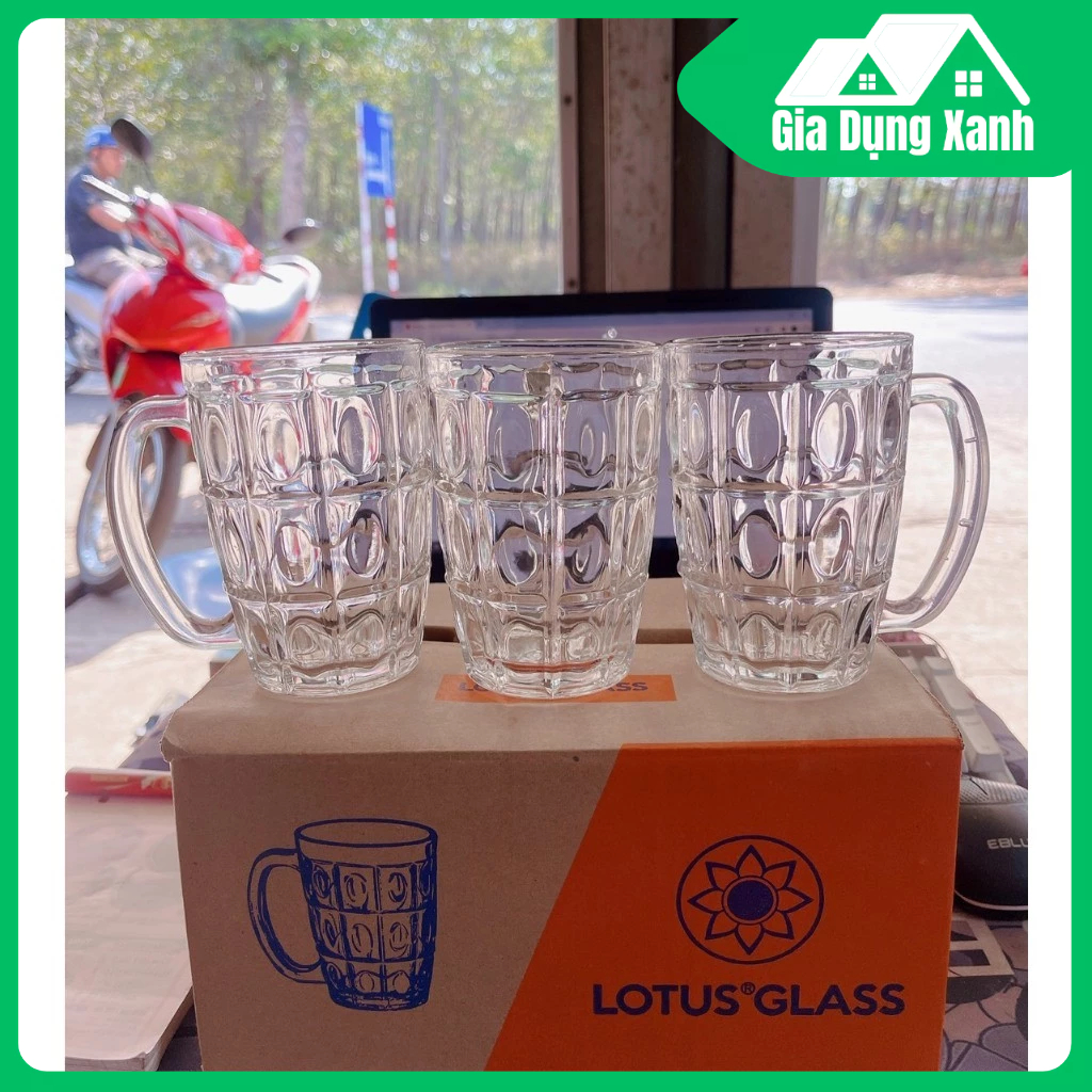 Authentic Set of 6 410 ml LOTUS GLASS Viet Tiep VTC52 GLASS cups for drinking beer with high ...