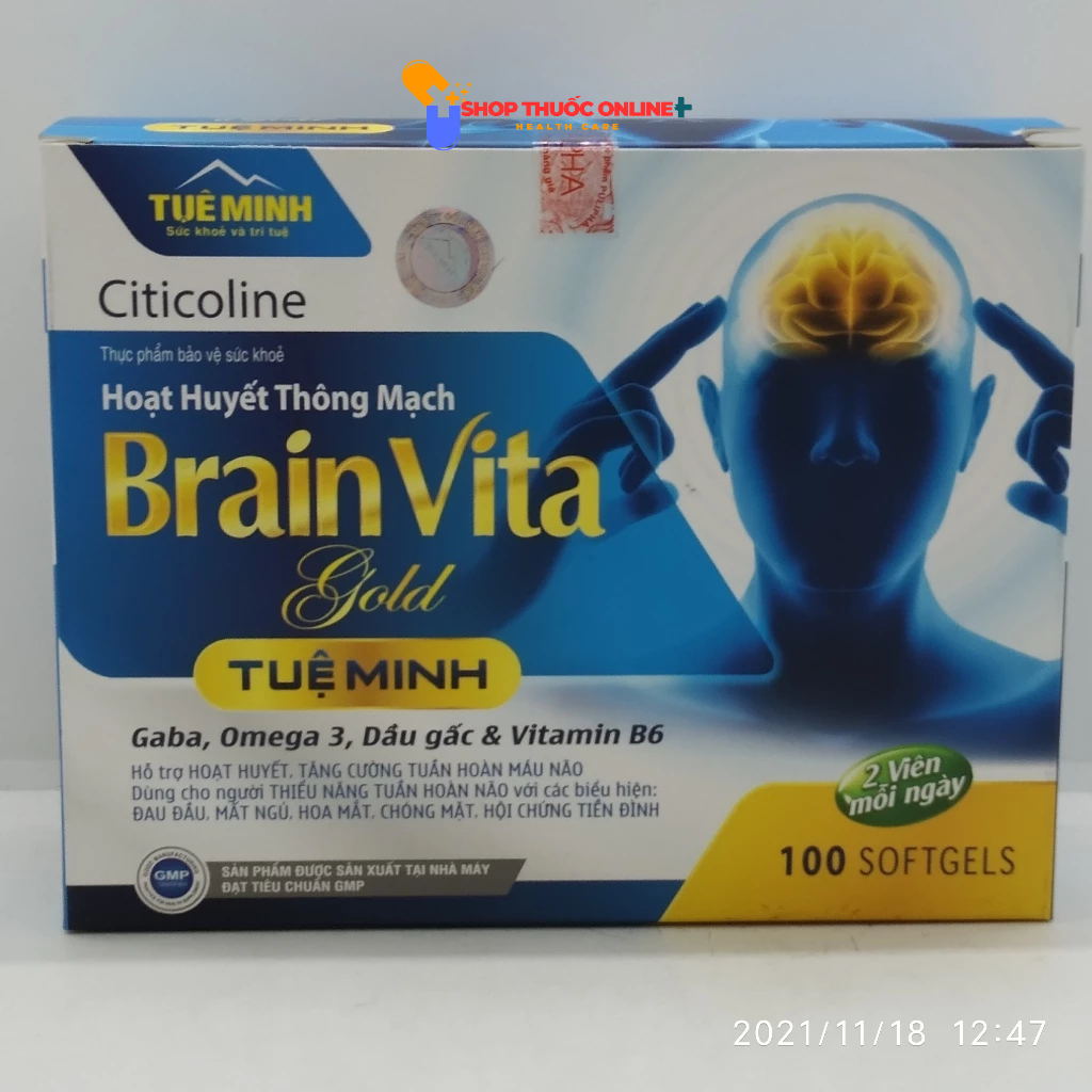 Brain Vita Gold Tue Minh blood circulation, box of 100 tablets (2 ...