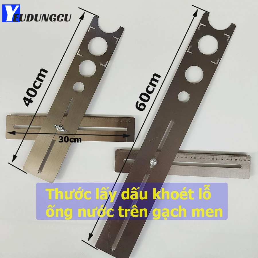 304 Stainless Steel Tile Hole Drilling Marking Ruler - 2-Segment Ruler ...