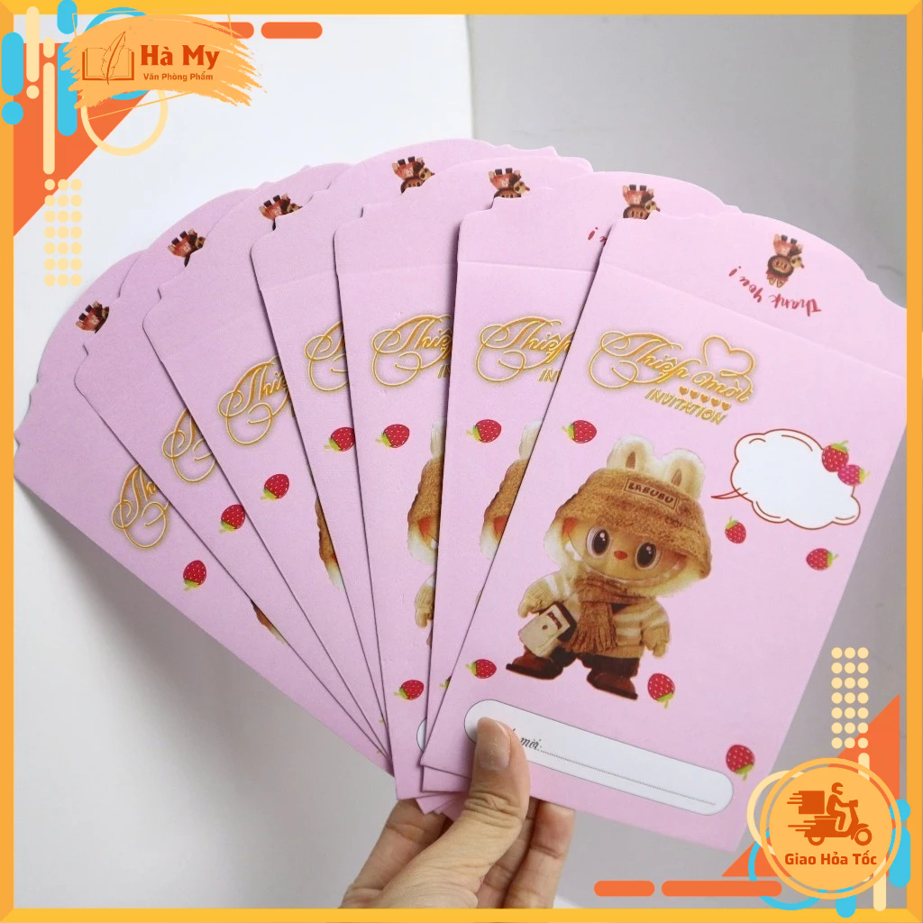 Pack of 10 Super Cute Labubu Printed Birthday Invitations | Shopee Malaysia