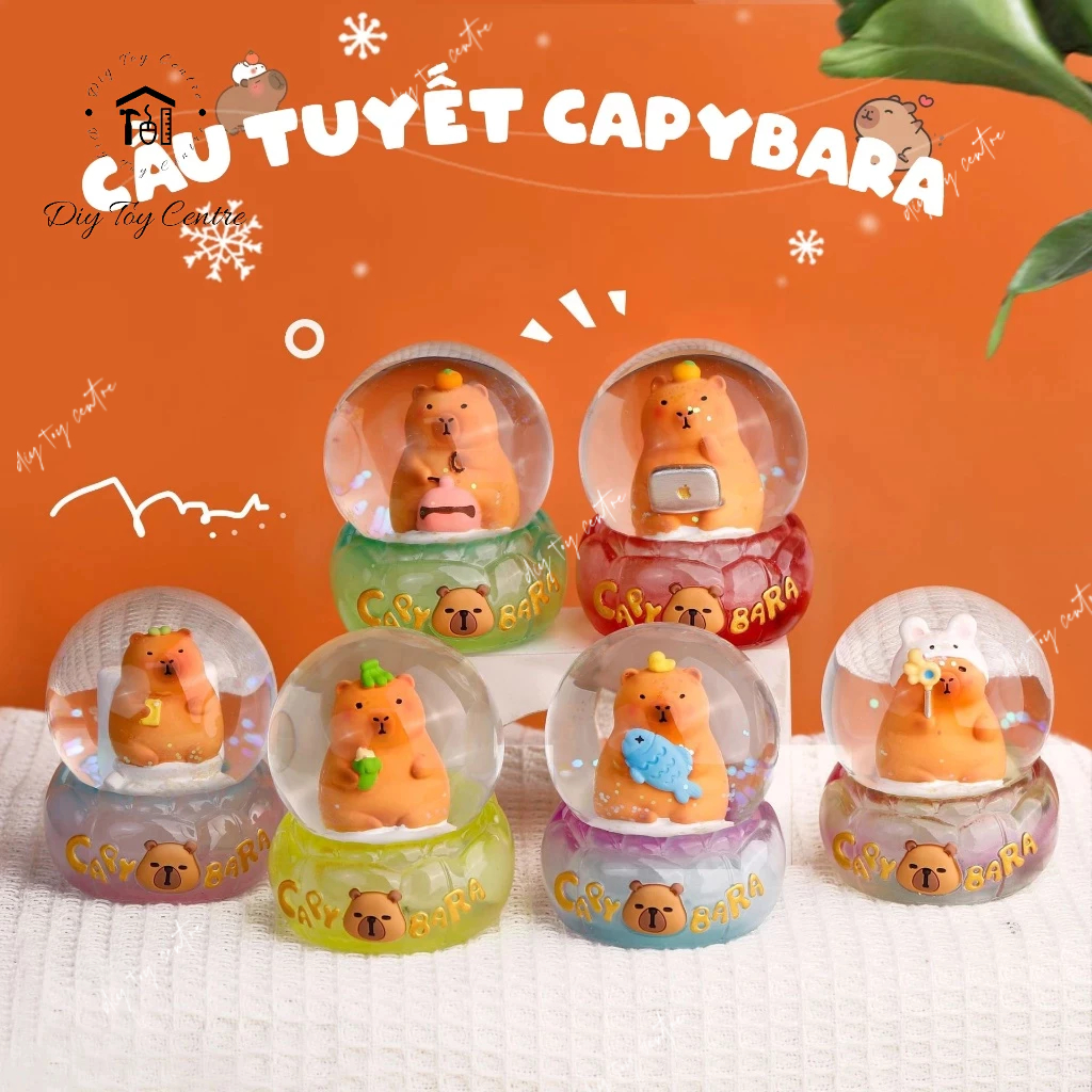 New BLIND BOX BLIND BOX glowing glass snowball CAPYBARA model (with ...
