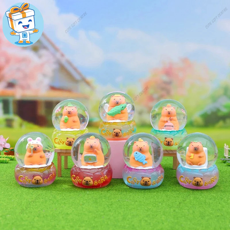 BLIND BOX BLIND BOX glass snow globe CAPYBARA model with colorful ...