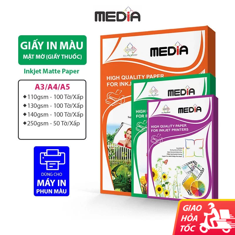 Matte Media color printing paper A3/A4/A5 color inkjet printing paper ...