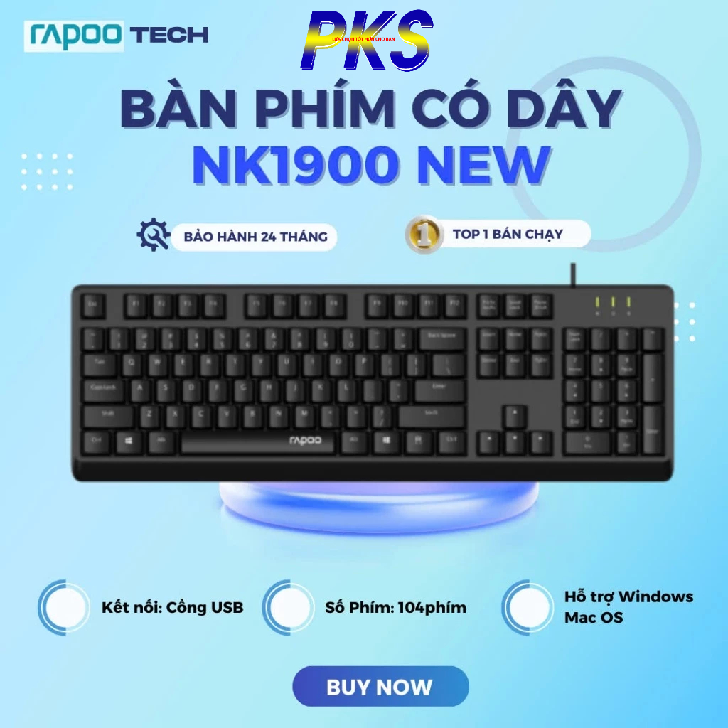 Rapoo NK1900 wired keyboard – Friendly design, high durability | Shopee ...