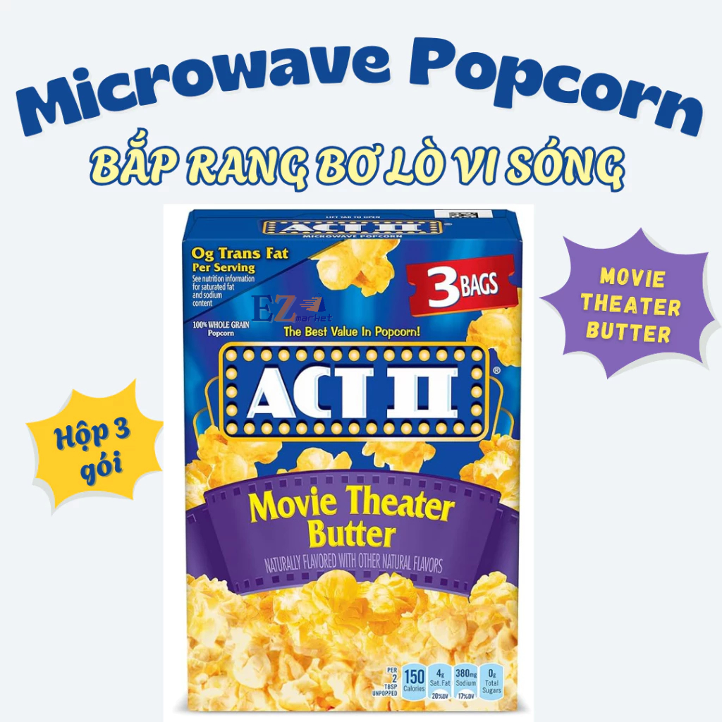 ACT II Microwave Popcorn - Movie Theater Butter 3 packs 78g /Box 234g ...