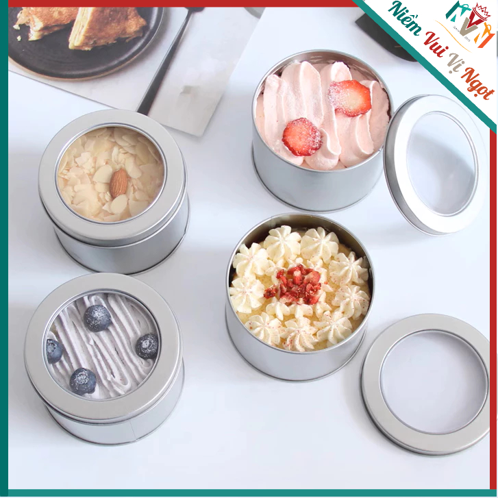 Tiramisu Round Tin Box with Window for Longan Jasmine Oolong Mousse ...