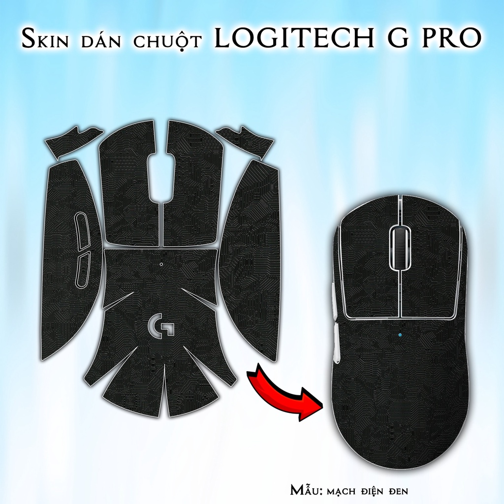 Logitech G Pro / Pro X Superlight mouse sticker Skin black circuit ...