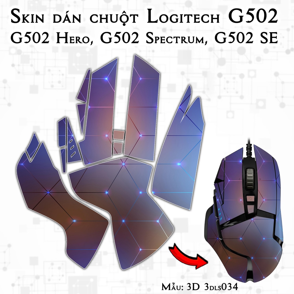 Logitech G502 mouse sticker Skin model 3D 3dls034 | 3m Anti-slip Film ...