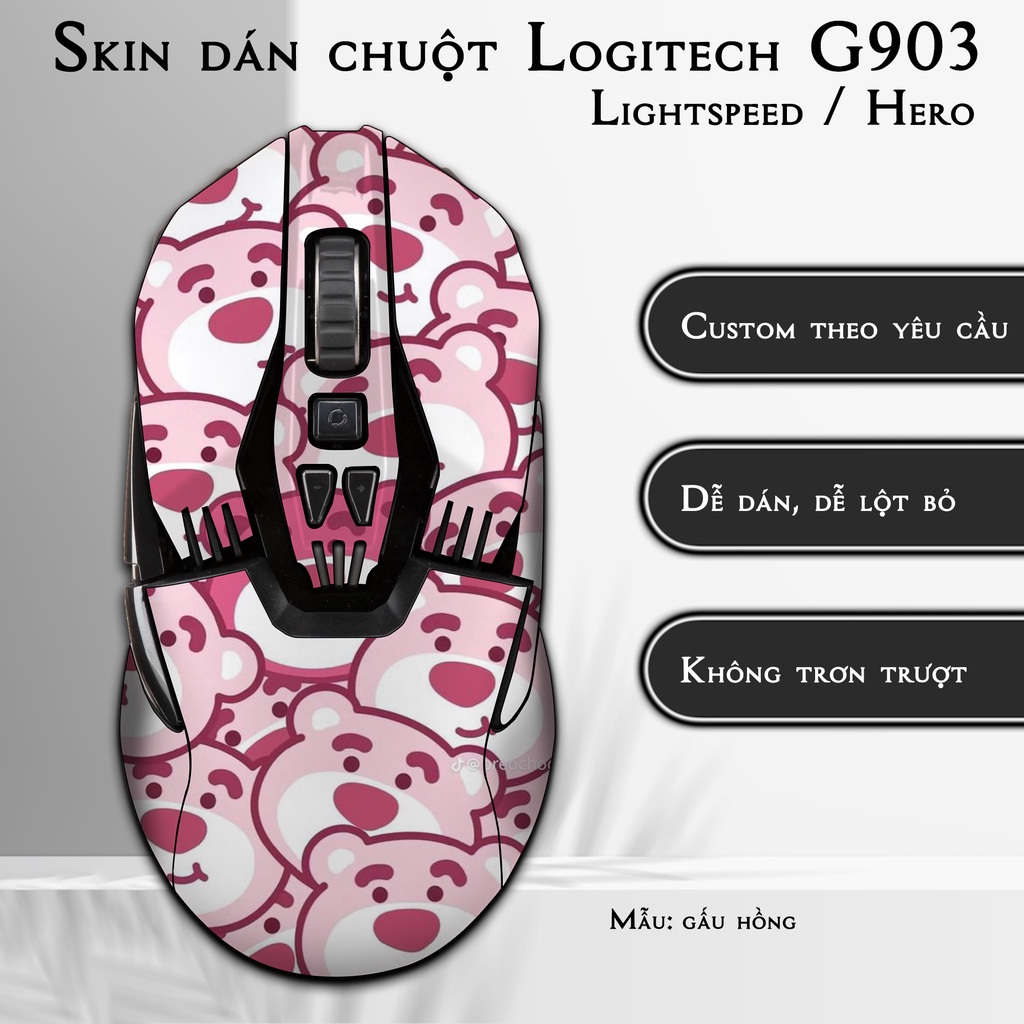 Logitech G903 mouse Skin with pink bear pattern | 3m Anti-slip Film ...