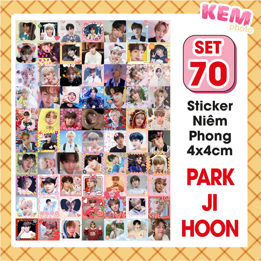 SET of 70 Park Ji Hoon sealed stickers - Cut out - 4x4cm stickers with ...
