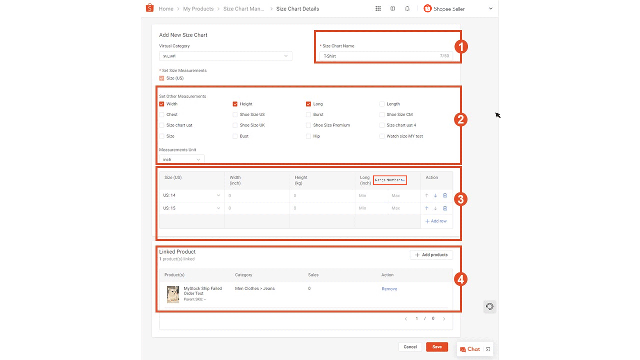 Size Chart Management Tool | Shopee MY Seller Education Hub