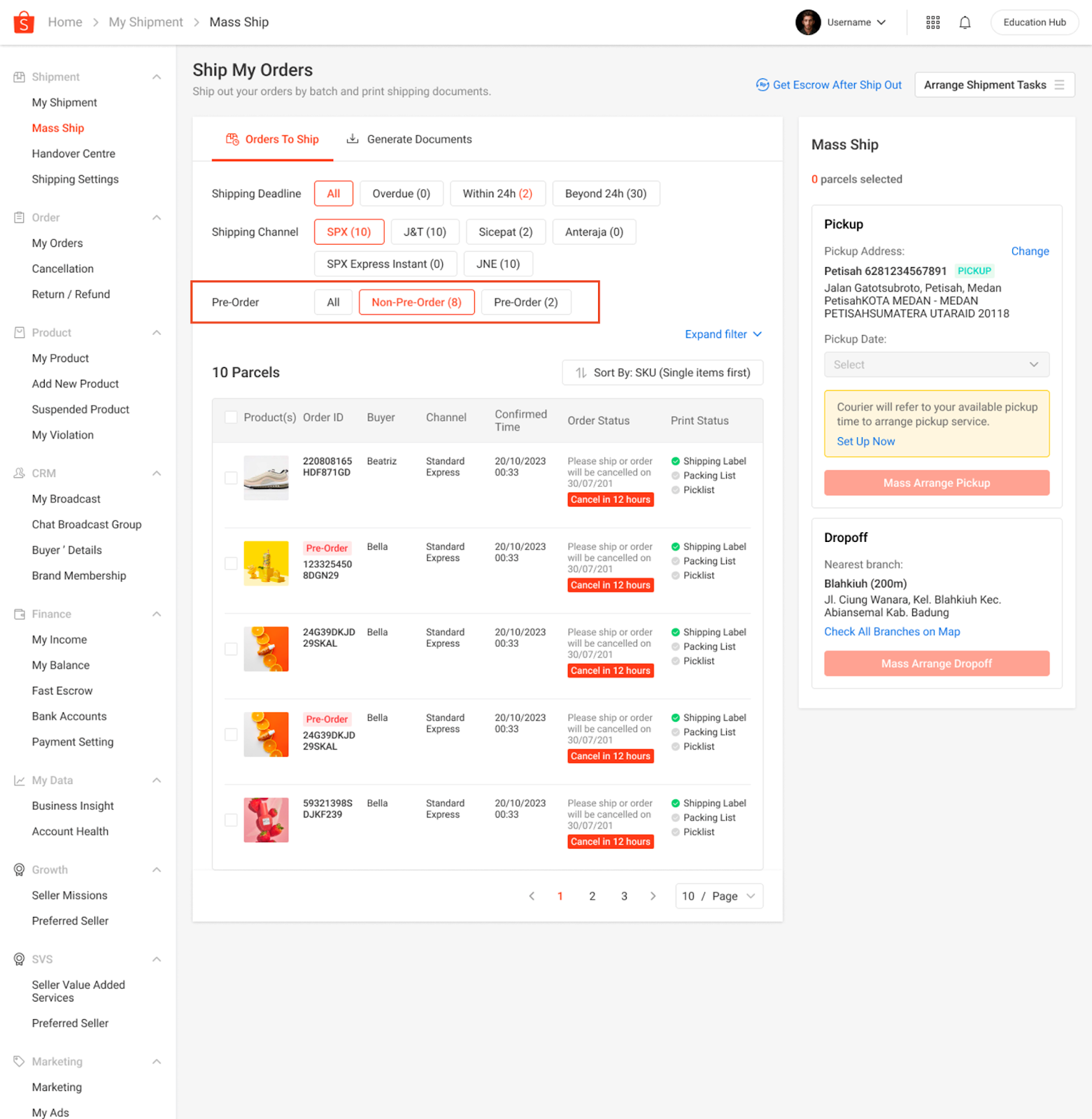Mass Ship Filters Layout Revamp | Shopee MY Seller Education Hub