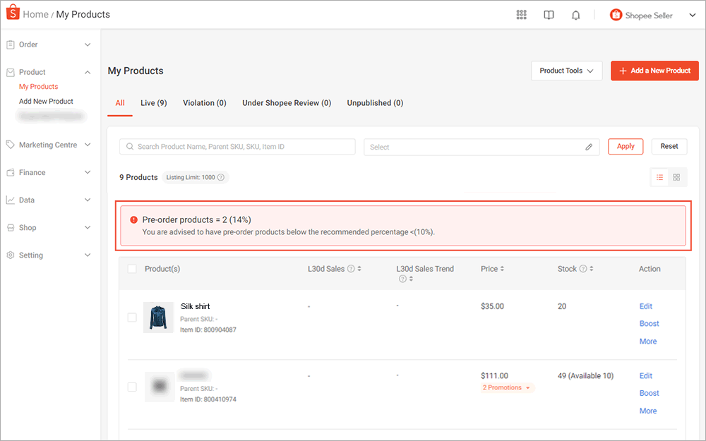 Pre-order listing percentage | MY Seller Education [Shopee]