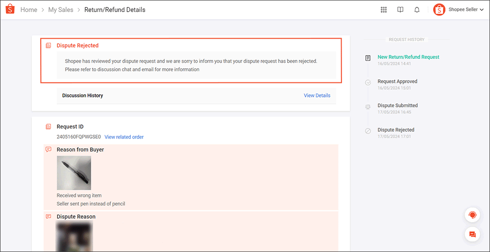 Raising disputes for Return/Refund requests | Shopee MY Seller ...