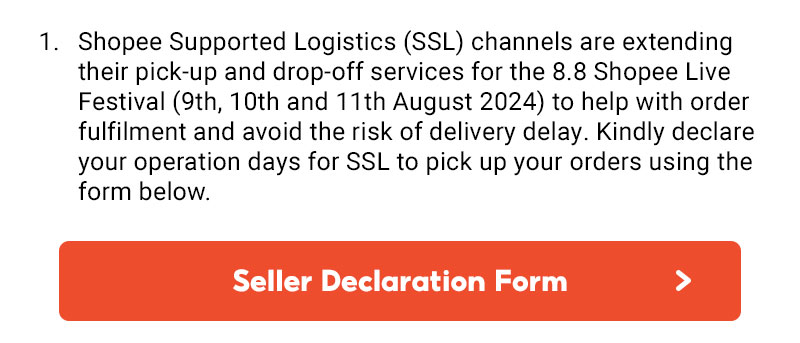 Shopee Supported Logistics Operating Schedule during 8.8 Shopee Live ...