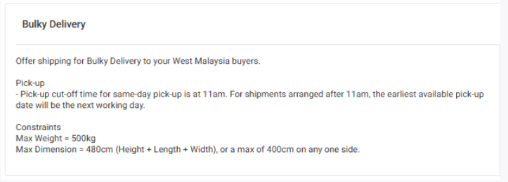 How do I enable the Bulky Delivery shipping option at item level ...
